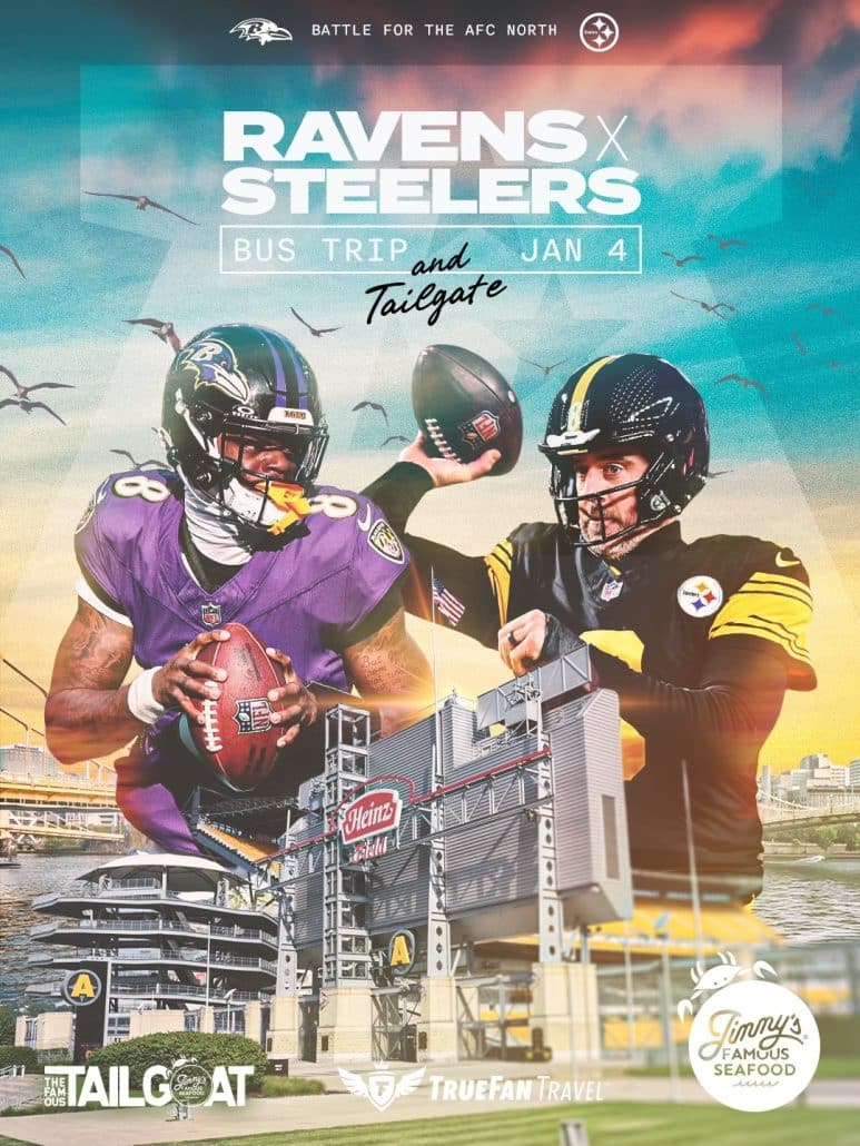 Steelers vs Ravens Bus Trip Jan-4 - Jimmys Famous Seafood