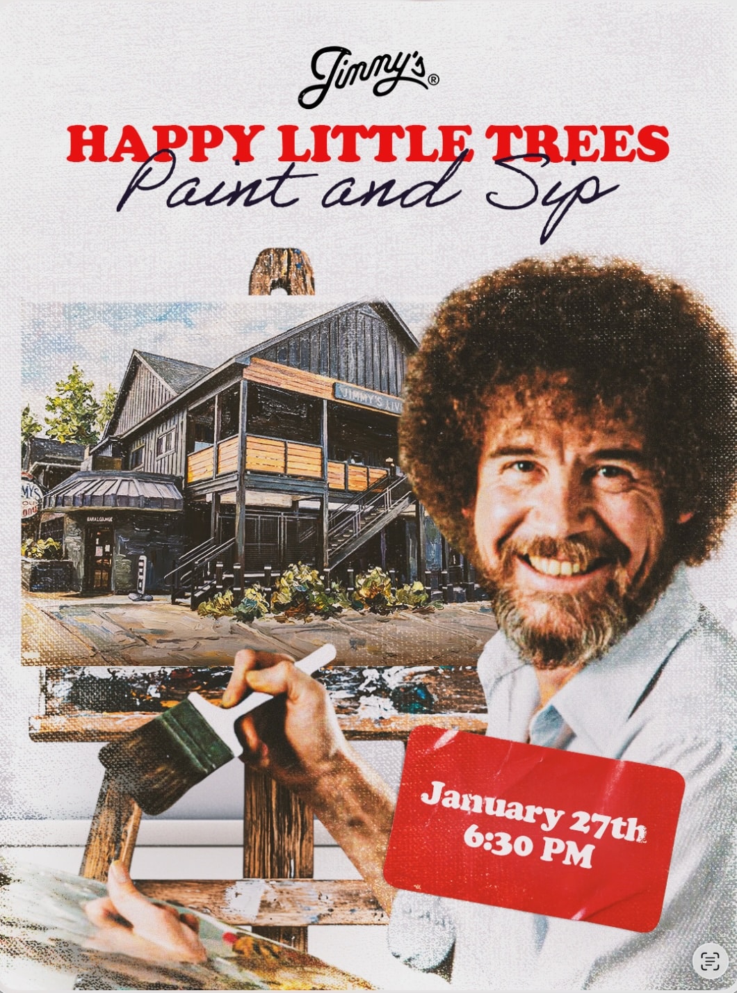 Happy Little Trees - Paint and Sip - Jan-27 - Jimmys Famous Seafood